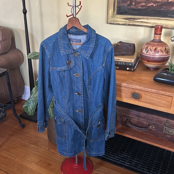 Baccini | Jackets & Coats | Vintage Baccini Denim Trench Coat With Belt ...